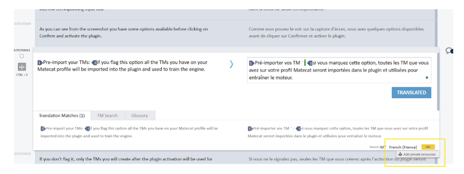 Create a private translation memory