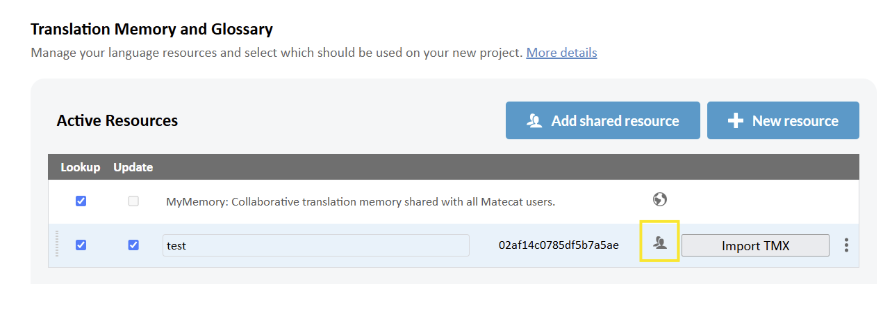 Create a private translation memory