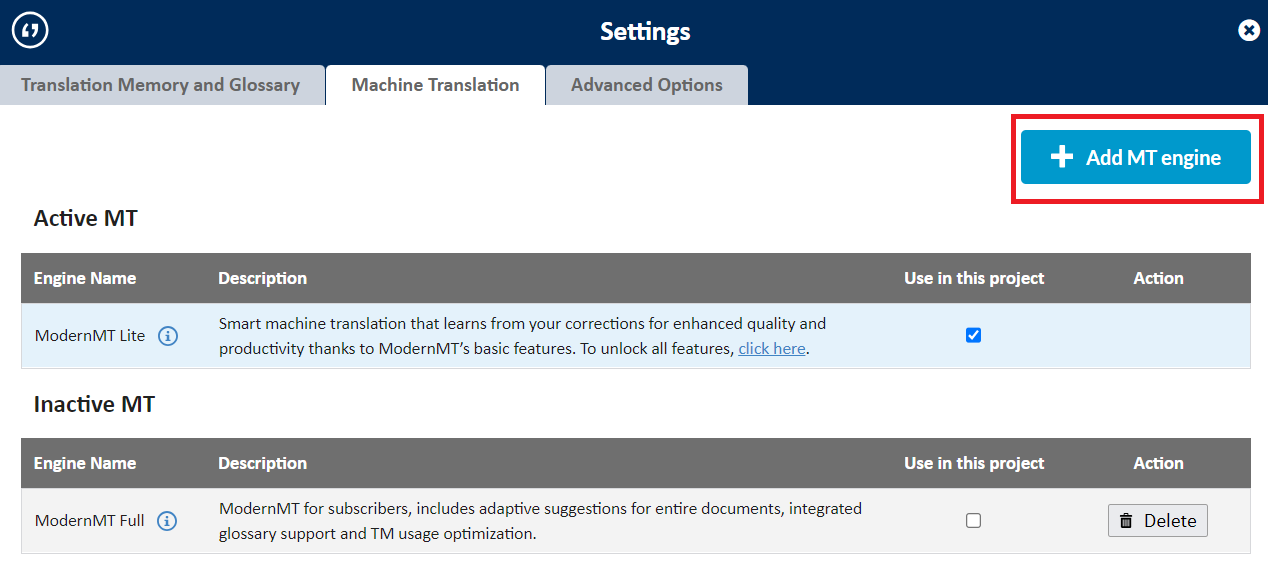 Machine Translation Providers