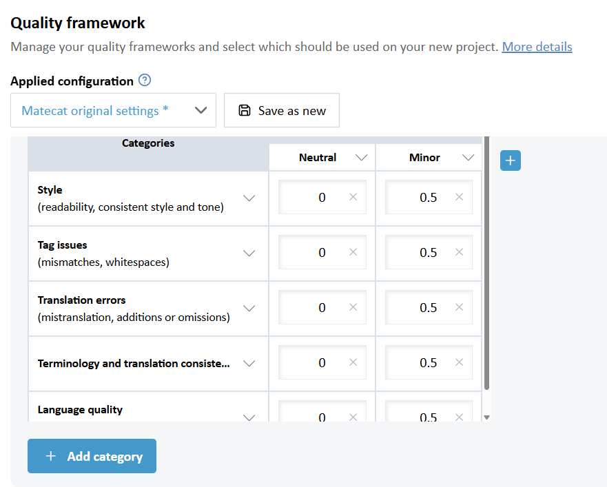 Custom Quality Frameworks